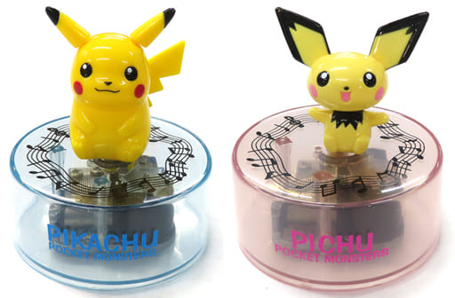 2-Type Set Yururin Pikachu & Picchu Music Box "Pocket Monsters" | Goods ...