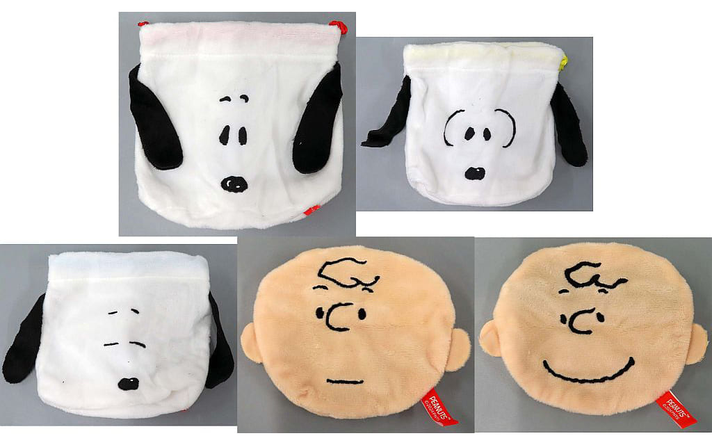 5-Type Set "Korokoro Snoopy Fluffy drawstring bag & Pouch Collection ...
