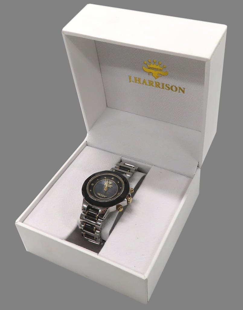 [Damaged Item] J. HARRISON JH - 024 l Ceramic Black Ladies Watch with ...