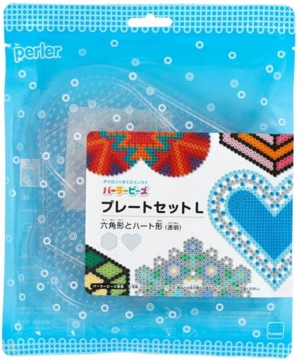 Perler Beads 80-30028 Plate Set L Hexagon and Heart (Transparent) | Toy ...