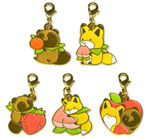 All 5 Kinds Set Fruit Daisuki Metal Charm "Ichiban KUJI Raccoon and Fox ...