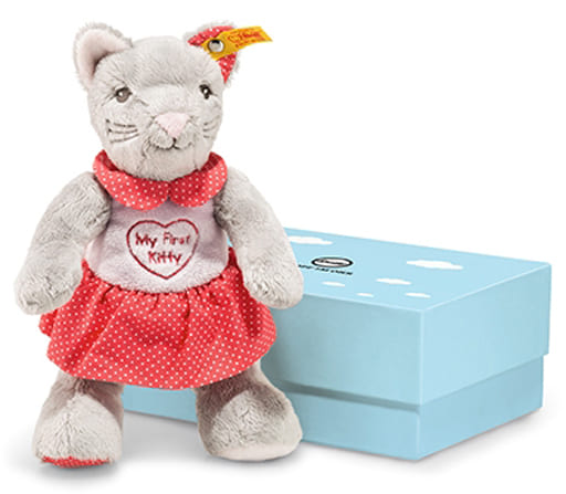 Plush toy My first Steiff cat with rustling foil in gift box - My First ...