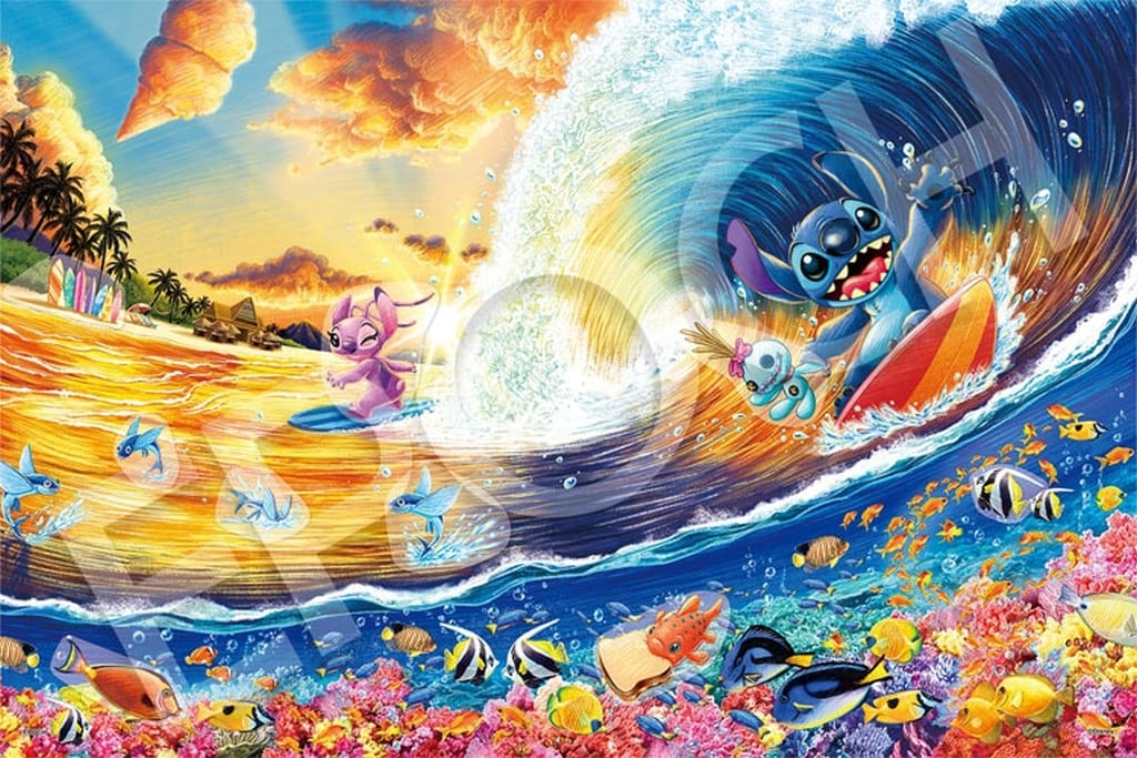 Stitch-Sunset Surfing - "Lilo & Stitch" puzzle decoration collage 1000 ...