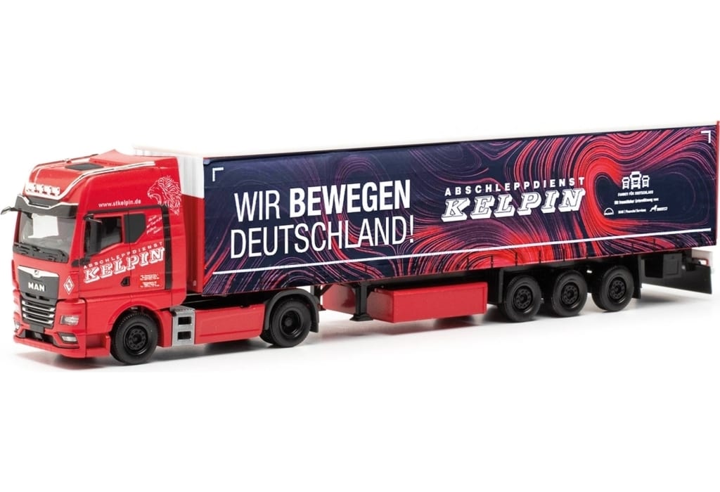 ミニカー 1/87 MAN TGX GX カーテンキャンバス セミトレーラー ”KELPIN/Wir bewegen Deutschland ...