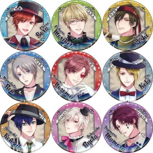 Set of 9 items "Tsukino Geino Productions ALIVE Character Badge ...