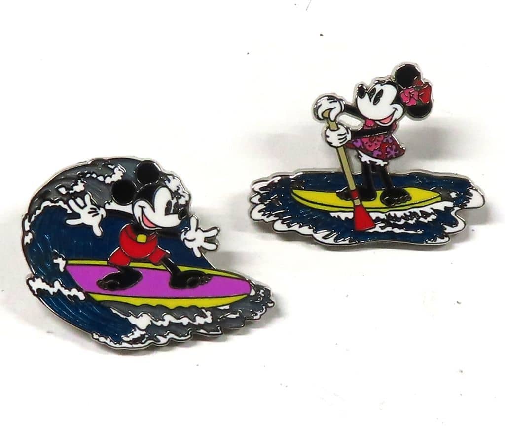 Mickey & minnie (surfing) pin badge "Disney" limited to Disney Parks ...