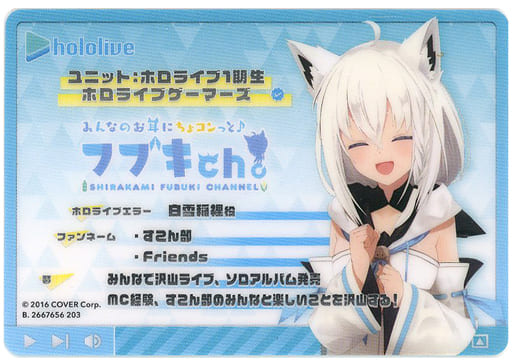 Hakujo Fubuki "Virtual YouTuber Hololive hololive & hololive ERROR Metallic Pass Collection 2 ...