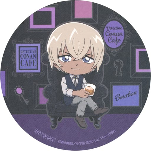 Bourbon (Toru Amuro / Black) original coaster "CASE CLOSED Cafe Hotel ...