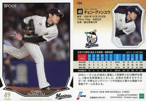 Sports / Regular Card / Chiba Lotte Marines / 2019 NPB Professional ...