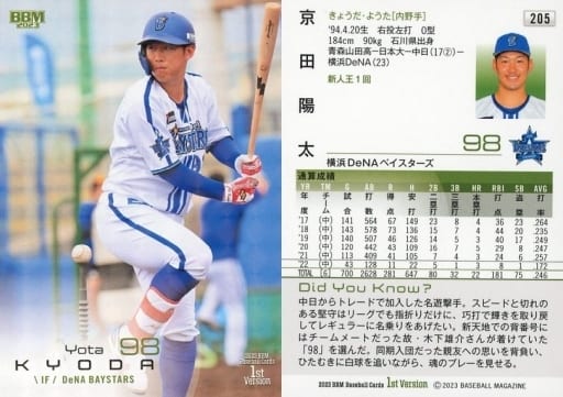 BBM / Regular Card / 2023 BBM Baseball Card 1st Version 205 [Regular Card] : Yota Kyoda (Kira ...