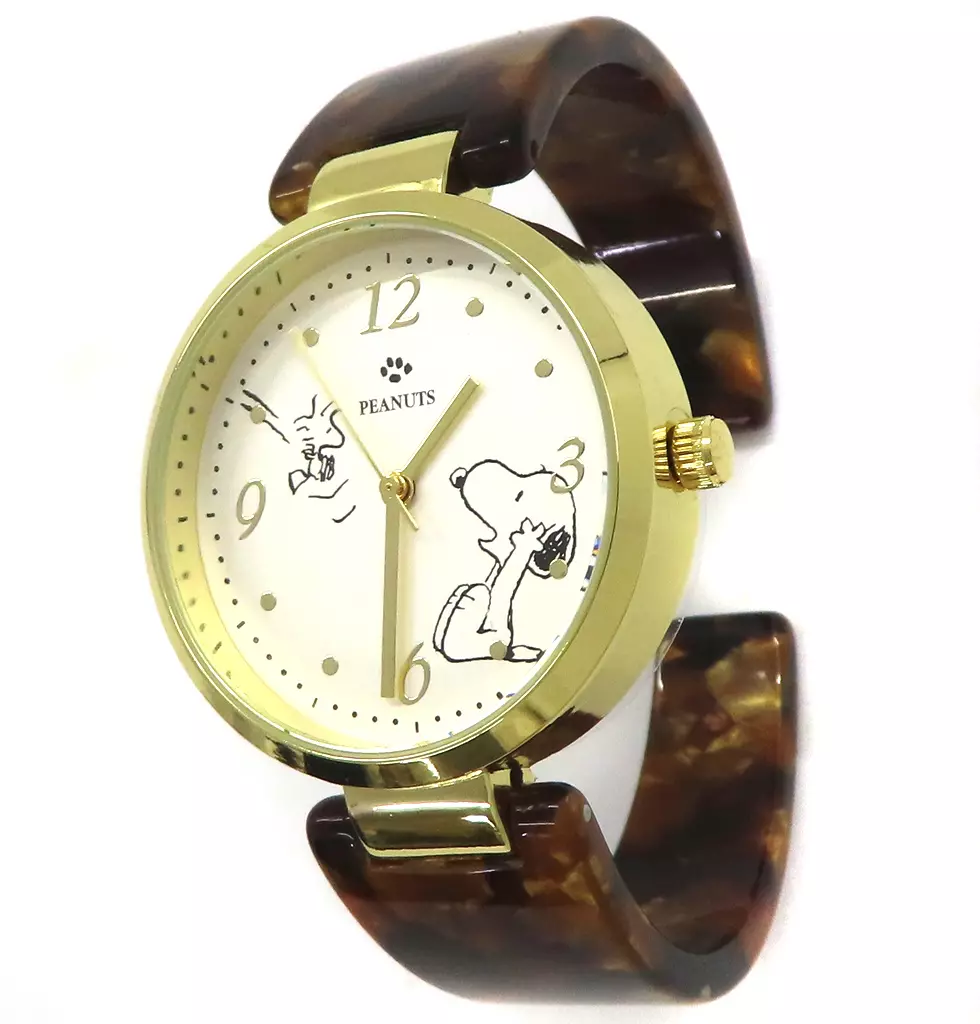 Snoopy & Woodstock (brown) Acrylic Bangle Watch "PEANUTS" | Goods ...