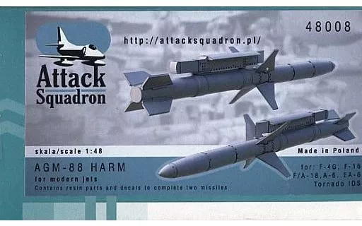 1/48 AGM-88 HARM guided missiles (2) "Attack Scudelon" Detail-up parts ...
