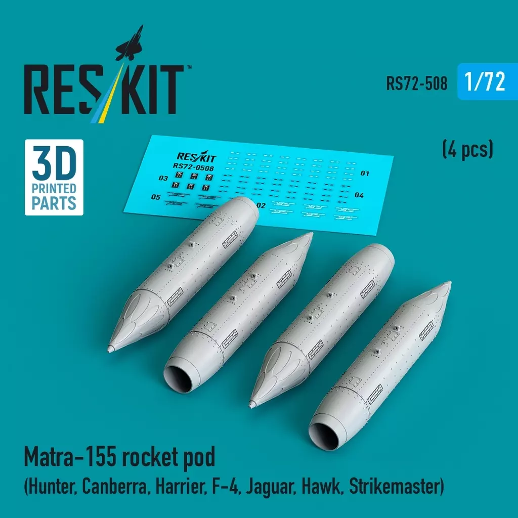 1/72 Matra 155 SNEB Rocket Pod (4 Pieces) Detail-Up Parts [RSK72-0508 ...