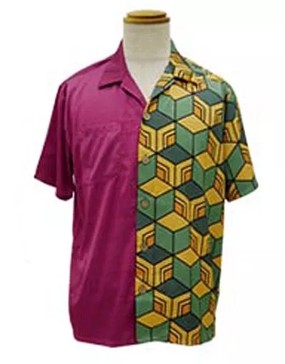 Clothing Giyu Tomioka Haori Pattern Aloha Green x Yellow x Bordeaux XL ...