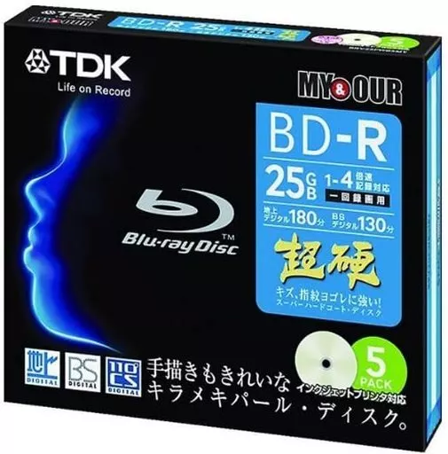 BD-R TDK Recording BD-R 25 gb 5-Pack [BRV25PWB5MY] | Electric appliances | Suruga-ya.com