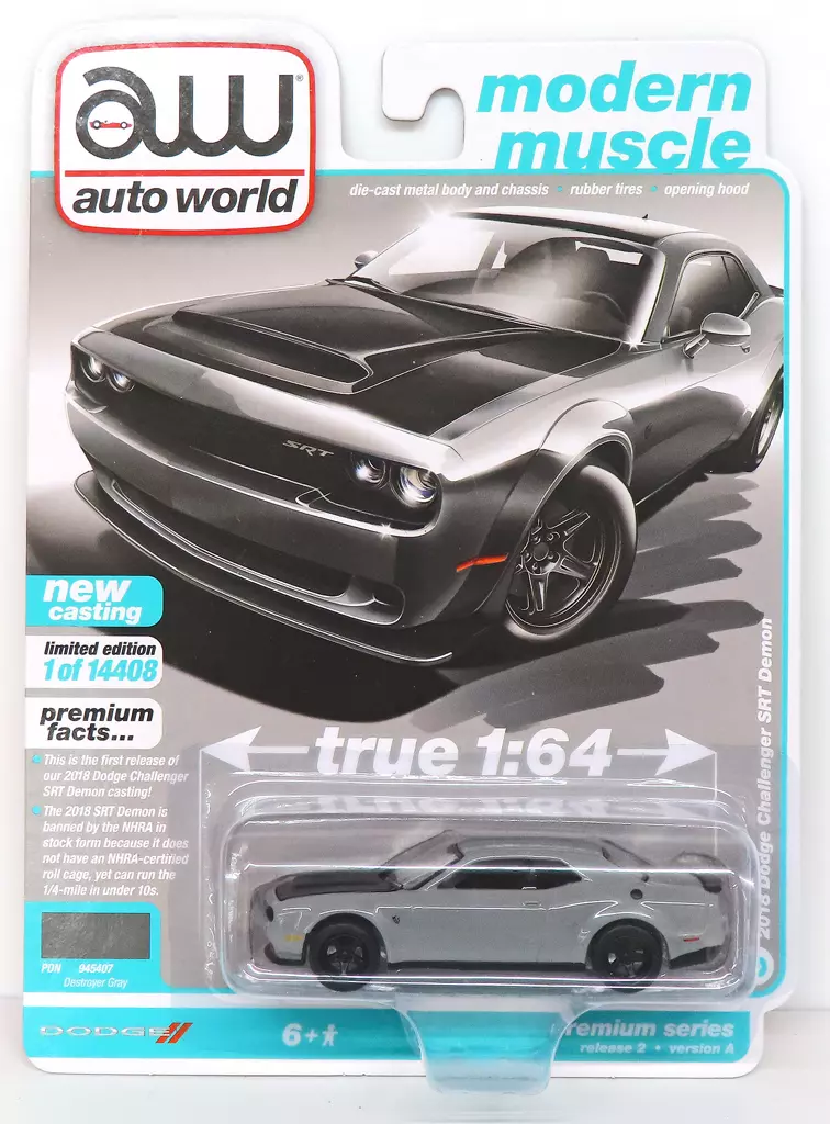 1/64 2018 Dodge Challenger SRT Demon (Gray x Black) "modern muscle ...