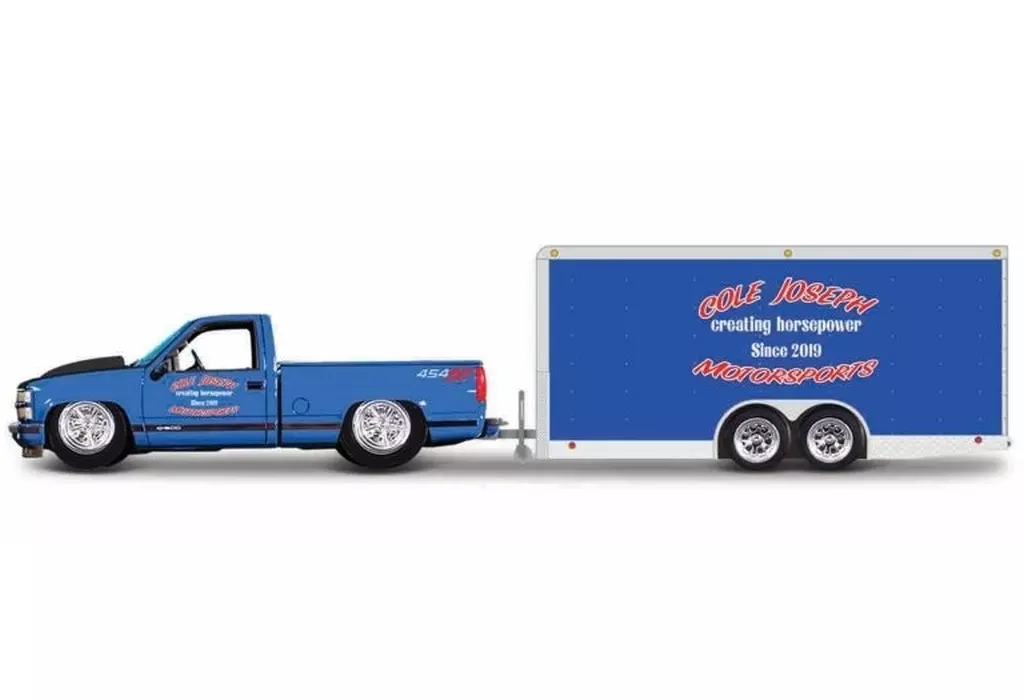 1/64 DTG 1993 Chevrolet 454 ss Pickup / Trailer (Metallic Blue ...