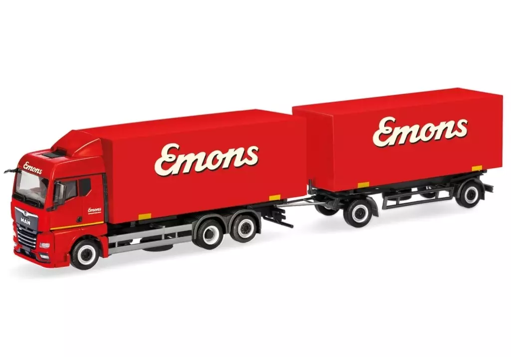1/87 MAN TGX GM swap body box trailer "Emons" [HE319294] | Toy Hobby ...