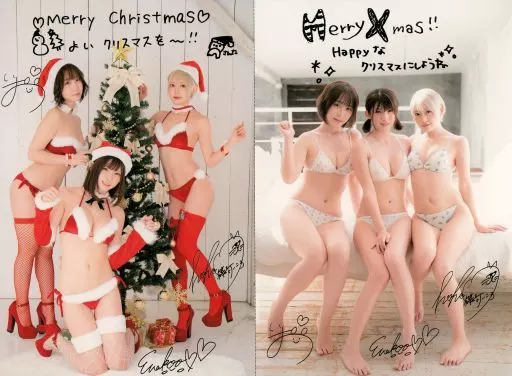 Postcard Enako & Iori Moe & Shinozaki Kokoro with signature Christmas Postcard (2-Pack) Weekly ...