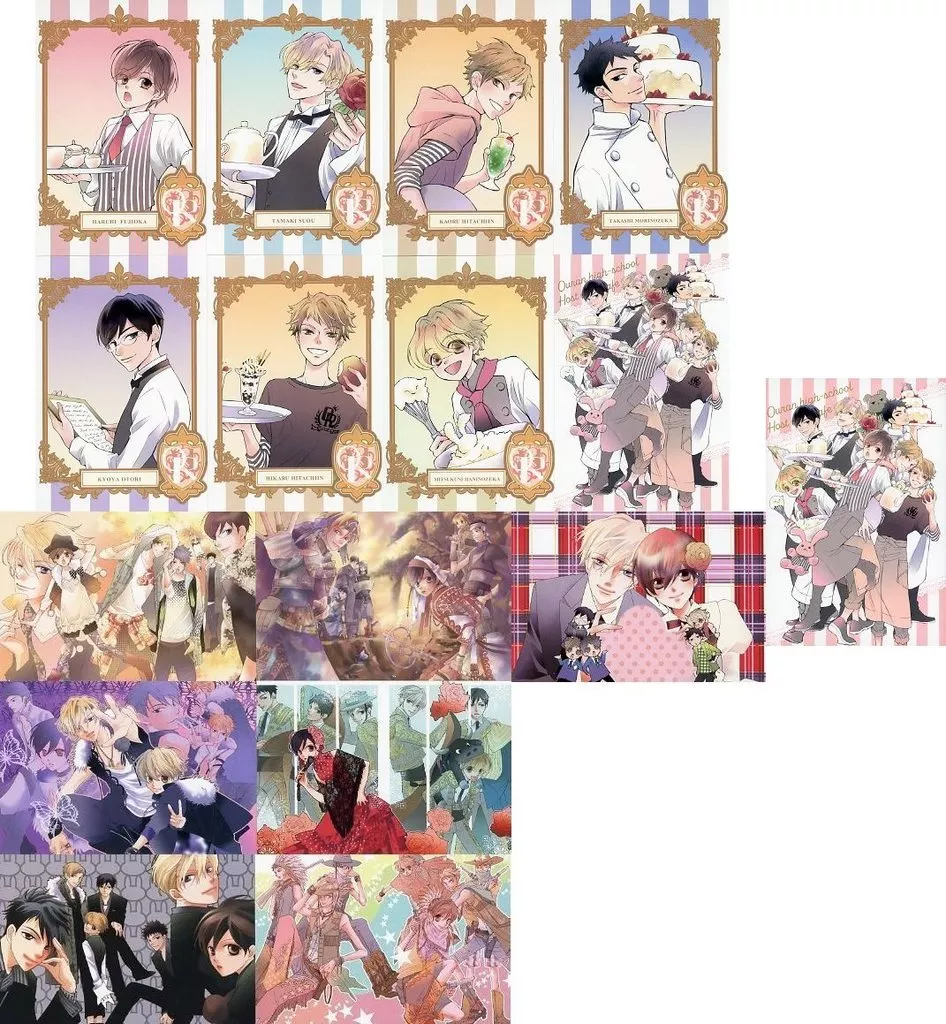 "OURAN HIGH SCHOOL HOST CLUB Collaboration Cafe" set of 15 postcards ...