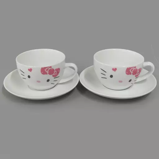 Kitty Cup & SauceR Set "Sanrio Character Connectors" Sanrio Friendship ...