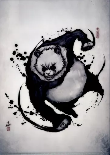Panda A4 plastic trasparent file folder (ink painting)' Animation ...