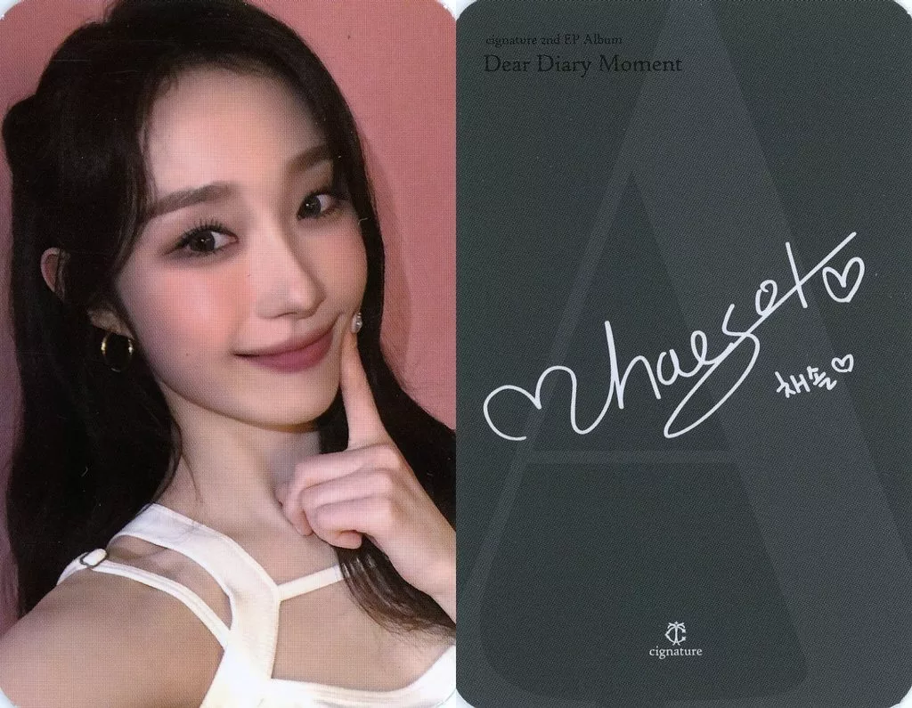 コレクションカード(女性)/CD｢Dear Diary Moment｣(Answer Ver.)ｾﾙﾌｨｰﾌｫﾄｶｰﾄﾞ cignature/チェソル(Chaesol)/裏面黒・印刷サイン ...