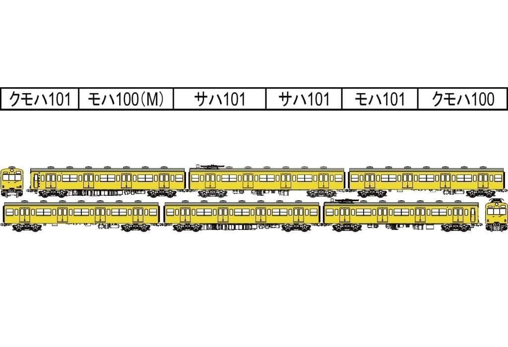 HO Gauge 1/80 JNR / JR 101 Series Yellow No. 5 Basic 6-car Set C (Nambu ...