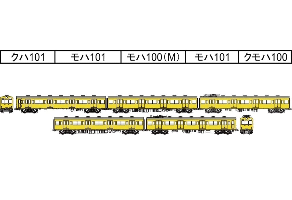 HO Gauge 1/80 JNR / JR 101 Series Yellow No. 5 Basic 5-car Set F (Sobu ...