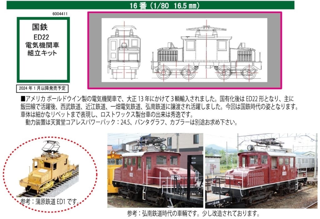 HO Gauge 1/80 JNR ED22 Electric Locomotive Assembly Kit [6004411] | Toy ...
