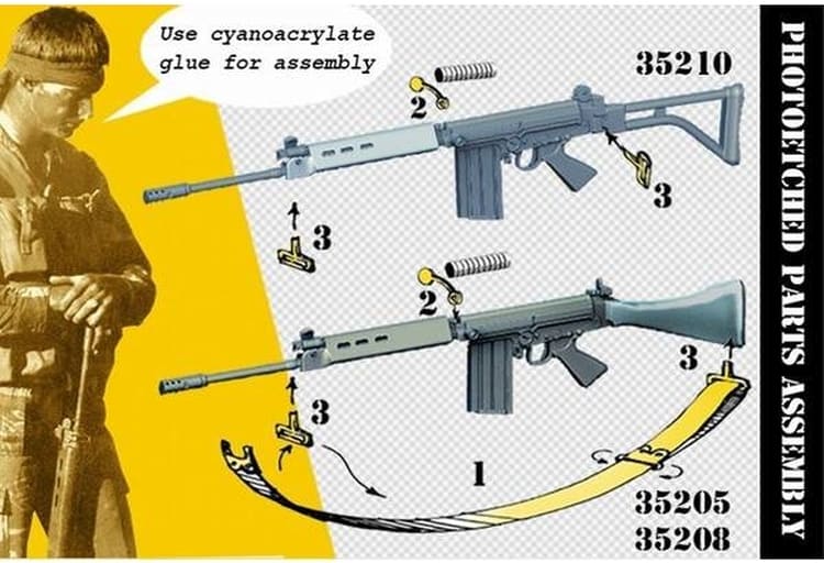 Plastic model 1/35 Working FN FAL PARA Automatic Rifle (4 Pieces) Resin ...