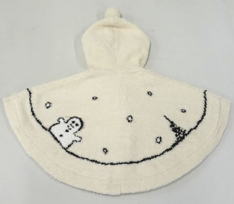 Snoopy Panel Jacquard Baby Poncho Ivory 80 Size "PEANUTS (SNOOPY) meets ...