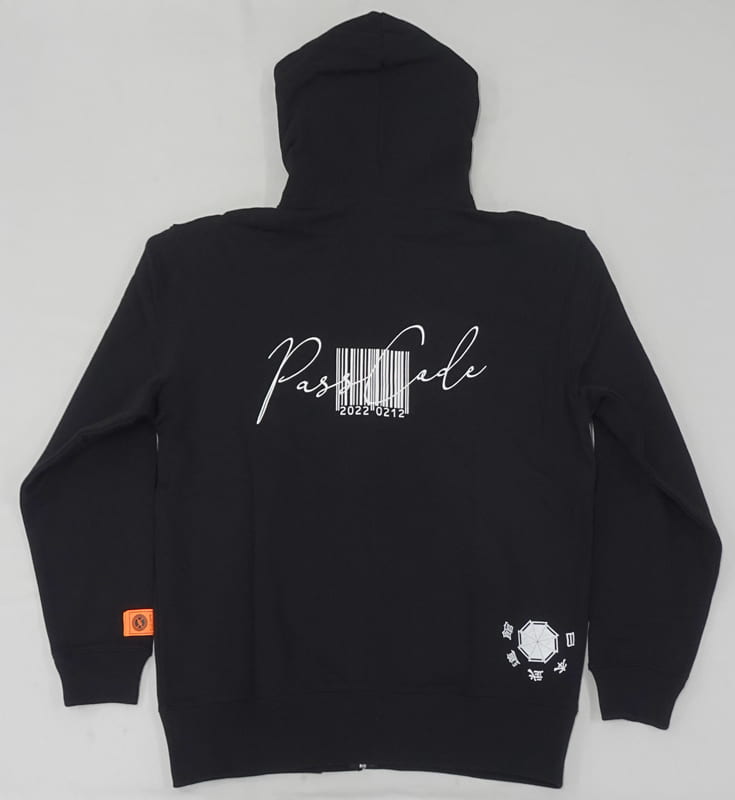 Passcode Bar Code Hoodies parka (zip up hoodie) black L size "Passcode ...
